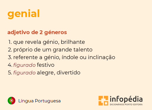 Definicao Genial Genial Synonyms, Antonyms And Definitions, Online